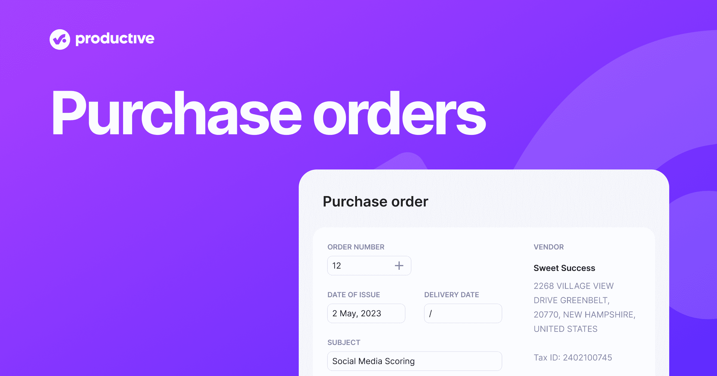 Budgeting - Purchase Orders - Productive